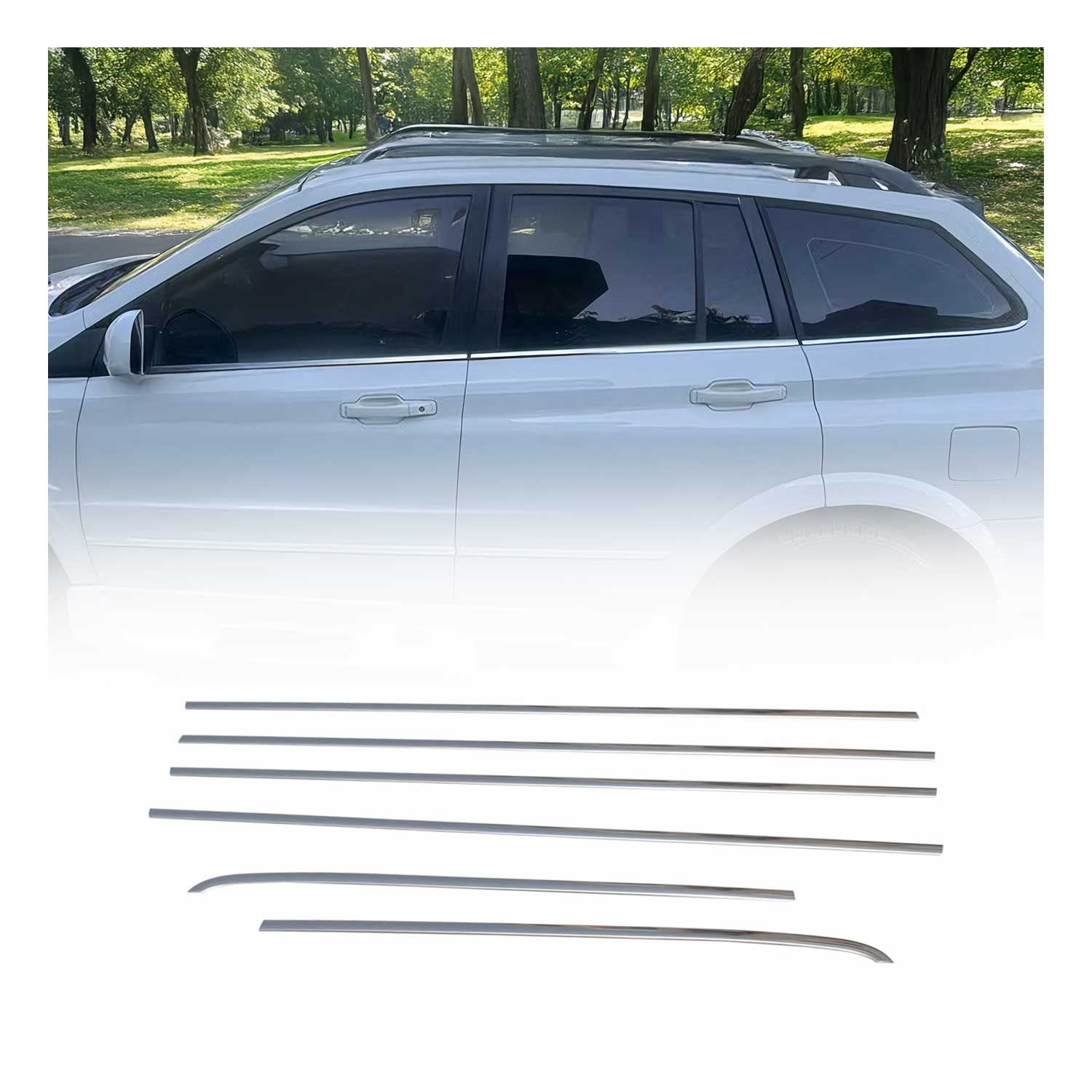 Fensterleisten Zierleisten für Ssangyong Kyron 2007-2014 Edelstahl Chr ...